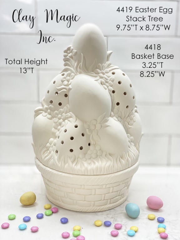 Clay Magic Easter Egg Stack Tree w/Basket Base CM-4418-4419 - All Fired ...